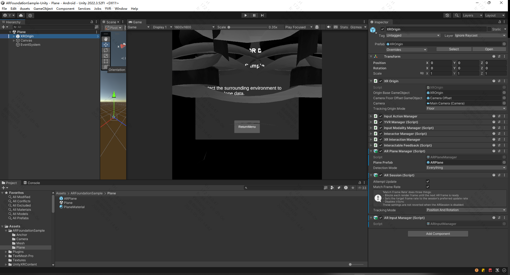 Plane Detection | YVR Developer